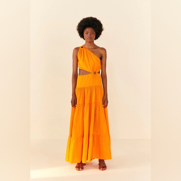 FARM Rio | Dresses | Nwt Farm Rio Orange Asymmetrical Maxi Dress ...